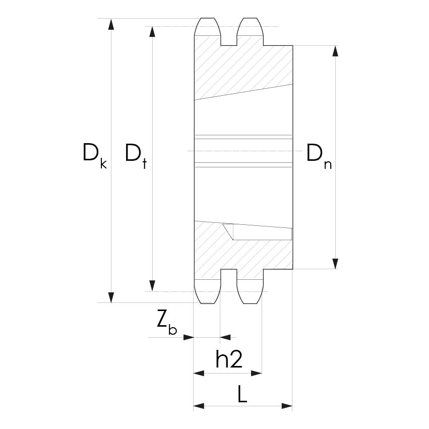 HFH Taper-Kettenrad 06B ähnlich DIN 8192 – www.rhia.de